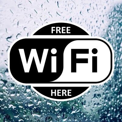2 x Free Wi-Fi Sticker wireless internet hotspot sticker shop café bar ...
