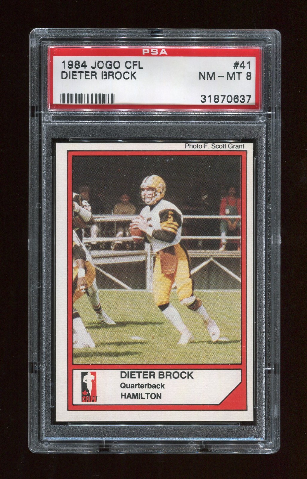 DIETER BROCK 1984 JOGO CFL - PSA 8 NM-MT - HAMILTON TIGER-CATS - POP 1 ...