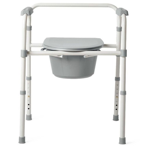 Medline Guardian 3-in-1 Steel Folding Bedside Commode Toilet Seat Gray ...