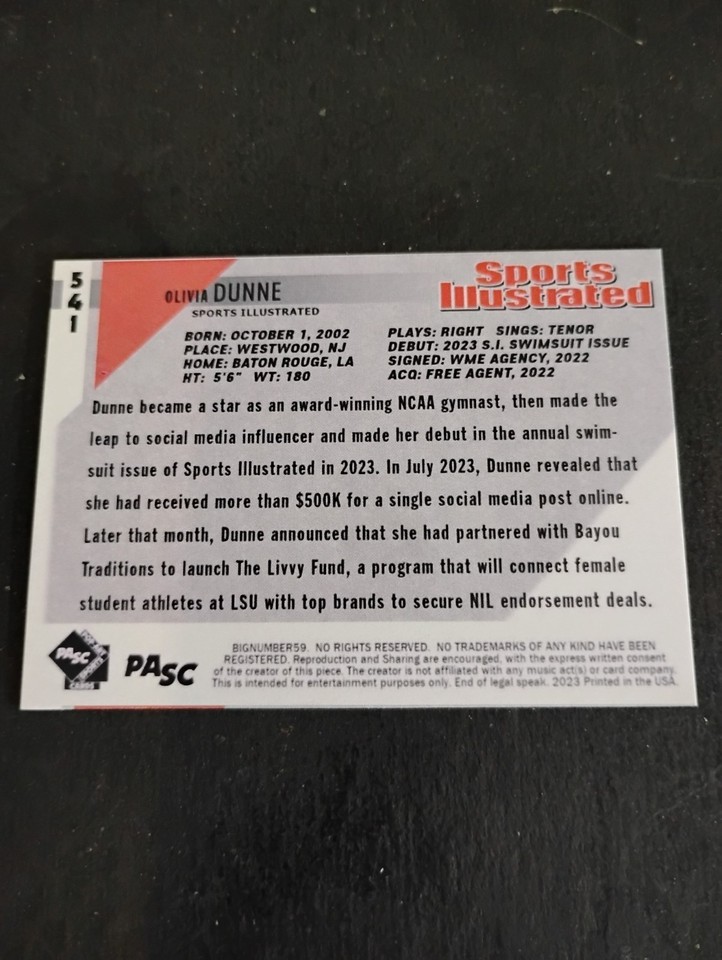 2023 Style Livvy Dunne Custom Trading Card - Sports Illustrated ...