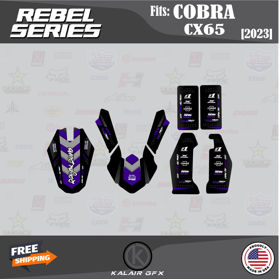 Graphics Kit for Cobra CX65 CX 65 (2022-2025) Rebel - PURPLE | eBay