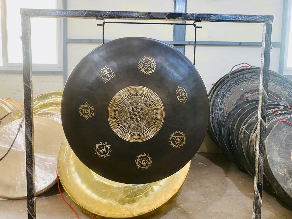 50 cm - 100 cm Black and Golden colored Flower of life Tibetan fancy ...