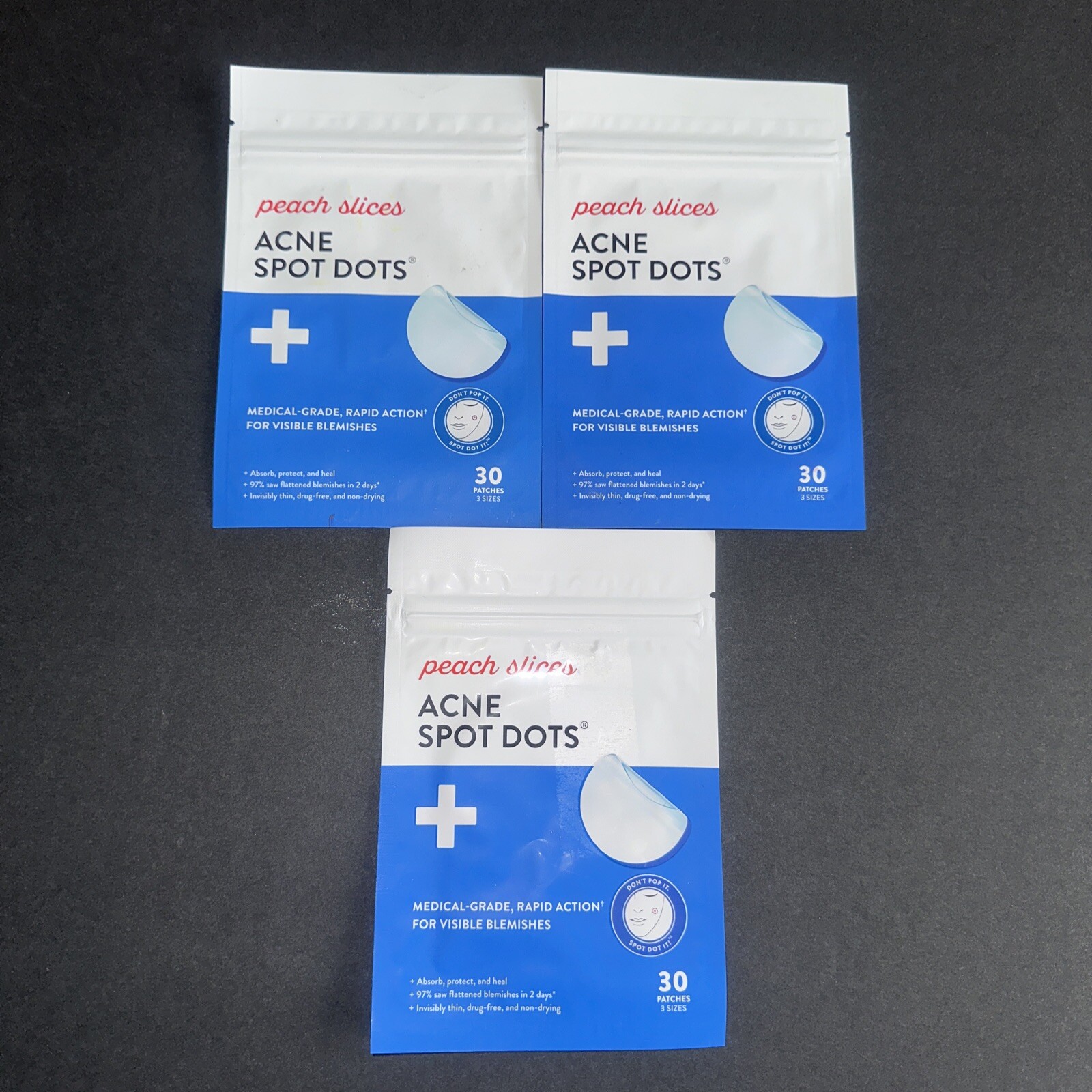 3 Pack- Acne Aisle Peach Slices, Acne Spot Dots, 30 Patches ea ...