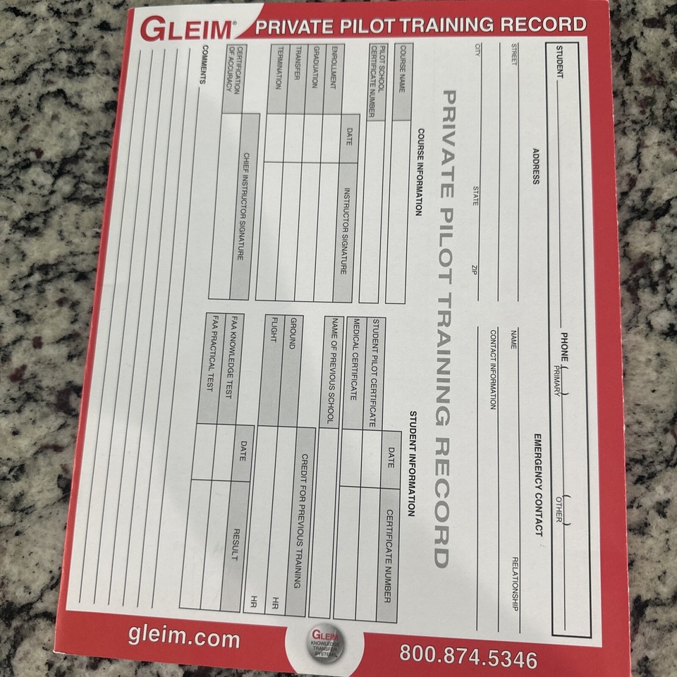 Gleim Private Pilot Flight Maneuvers Syllabus Training Record Lot 5th ...