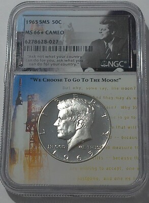 1965 SMS NGC MS66 STAR CAMEO KENNEDY HALF DOLLAR SPECIAL MINT SET MOON ...