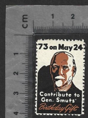 AOP South Africa poster stamp 1943 CONTRIBUTE TO GEN. SMUTS' BIRTHDAY ...