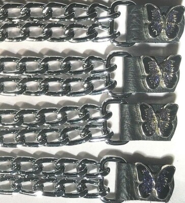 4 PURPLE BUTTERFLY DIAMOND CUT CHROME CHAIN MOTORCYCLE BIKER VEST ...