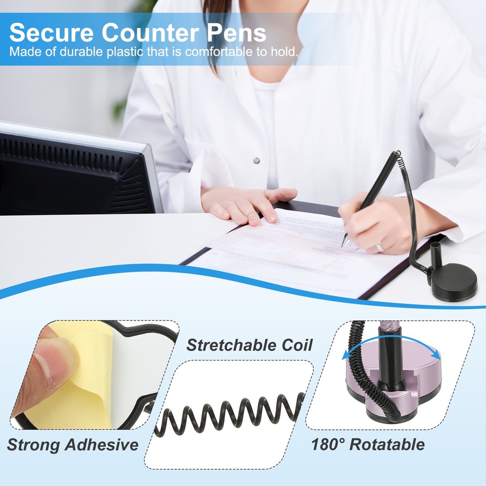 3Pcs Secure Pen with Adhesive Chain and Round Security Pen Holder ...
