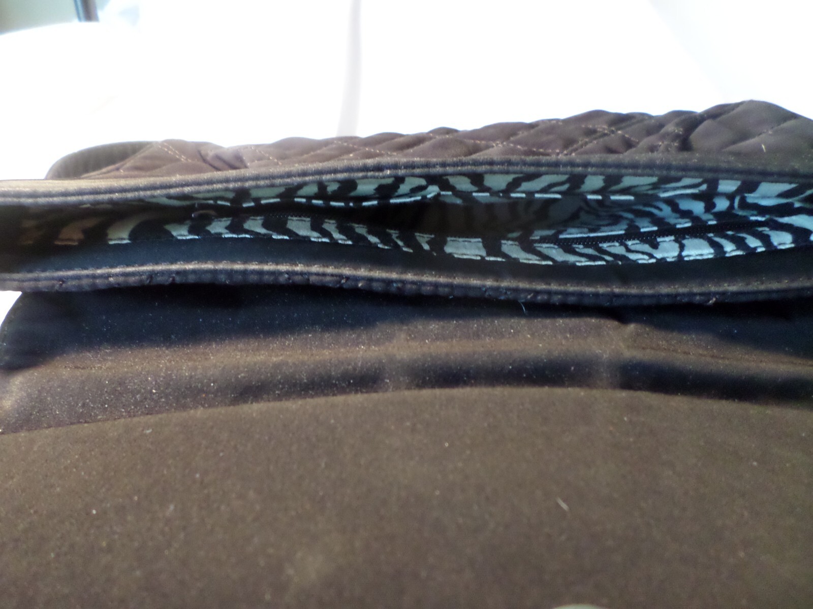 Vera Bradley Black Quilted Microfiber Zebra Lining Shoulder Bag Handbag ...