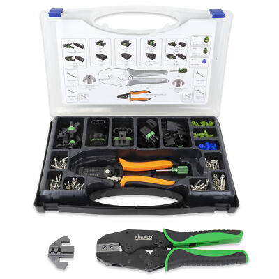 225pc Delphi Weather Pack Terminal Ratcheting Crimping Tool & Connector ...
