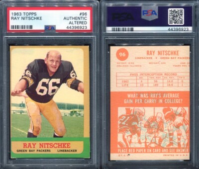 1963 TOPPS #96 RAY NITSCHKE PSA 0 AA: AUTHENTIC ALTERED (6923) ROOKIE ...