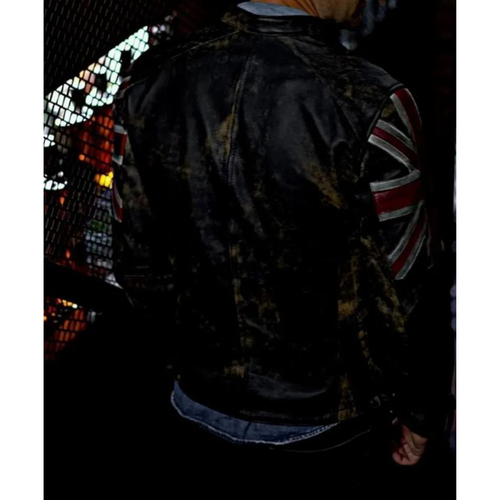 Motorcycle Vintage Racer Union Jack Real Leather Distressed Jacket for ...