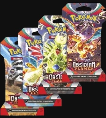 SET OF 4 - OBSIDIAN FLAMES COMPLETE ART SET OF 4 SLEEVED BOOSTER PACKS ...