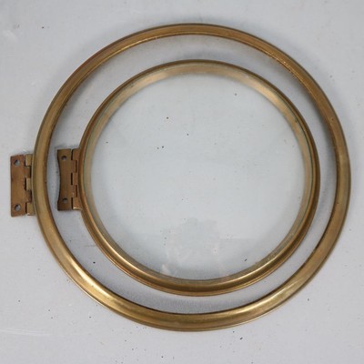 CAST BRASS MANTEL CLOCK BEZELS hinged, one convex glazed small ...