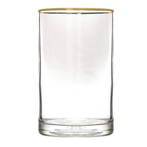 Gold Plated Drinking Glass, Clear Golden Edge Glass Water Juice Glass 8 ...