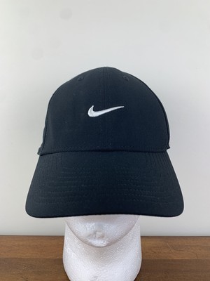 Nike Dri Fit Club Cap Structured Swoosh Hat Size L/XL Black White ...