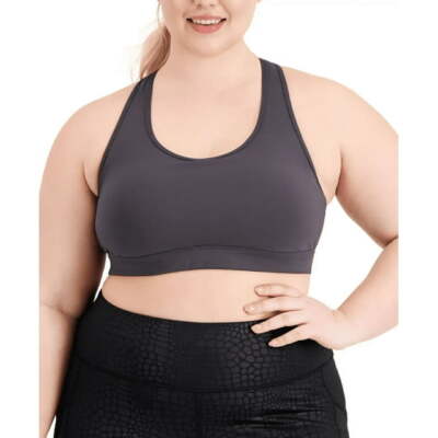 MSRP $25 Ideology Plus Size Charcoal Grey Sports Bra Size 1X | eBay
