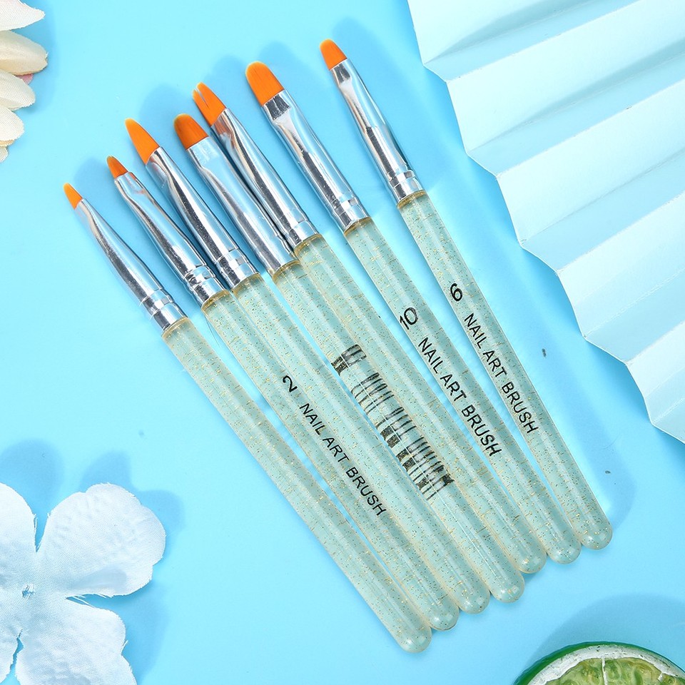 7pcs Transparent Handle Nail Art Brush DIY Pattern Nail Painting ...