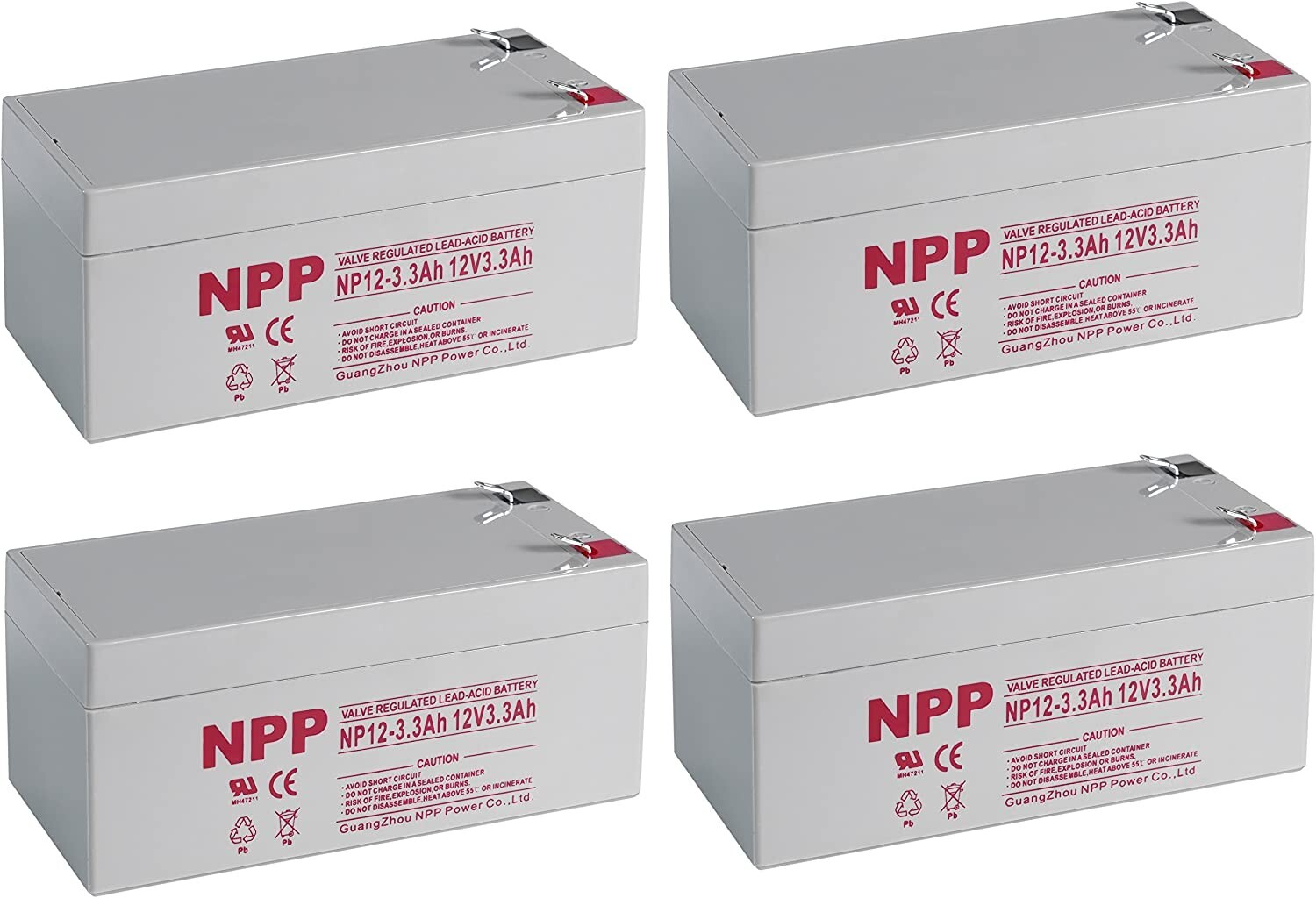 NP12-3.3Ah(4 Pcs)12V 3.3Ah Rechargeable Battery BP3-12 BP3.6-12 CF12V2 ...