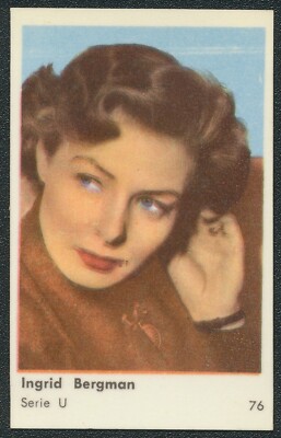 1959 INGRID BERGMAN TV & MUSIC STARS DUTCH GUM CARD SERIE U #76 EX/MT ...