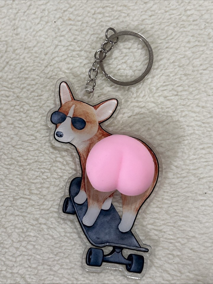 2 Pack Fidget Squishy Butt Keychains, 3-4", Pink Pig & Cool Dog, NWOT ...