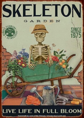 SKELETON GARDEN Retro/ Vintage Tin Metal Sign Man Cave Home Décor Tin ...