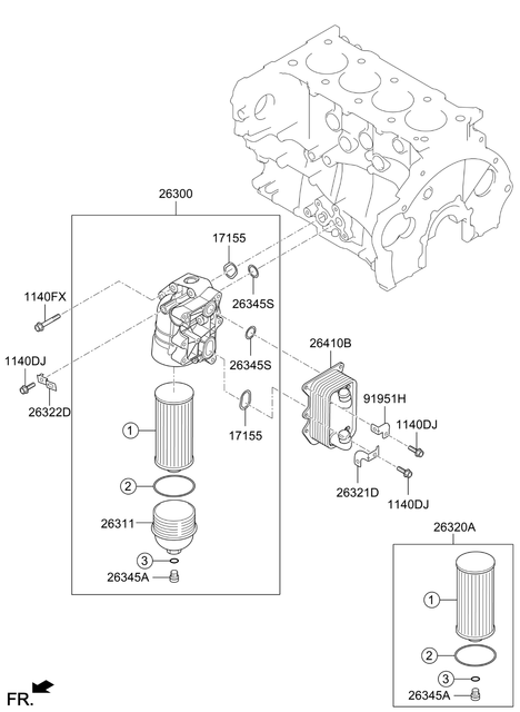 Genuine Hyundai Filter Assy-engine Oil Part 263102F011 for sale online ...