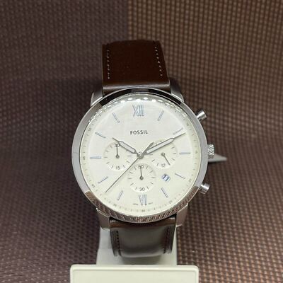 Fossil FS5380 Neutra Chronograph Brown Leather Cream Dial Analog Men's ...