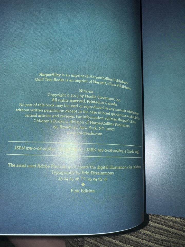 Nimona By Noelle Stevenson First Edition Graphic Novel 9780062278227 | eBay