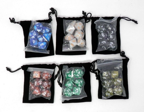 x6 RPG Dice Lot • Game Dice 7 Piece Sets With Pouches Polyhedral D&D | eBay