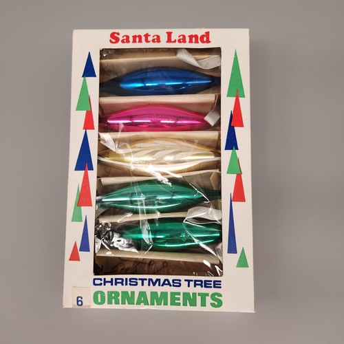 Set Of 5 Vtg Santa Land Hand Blown Christmas Tree Tear Drop Ornaments W ...