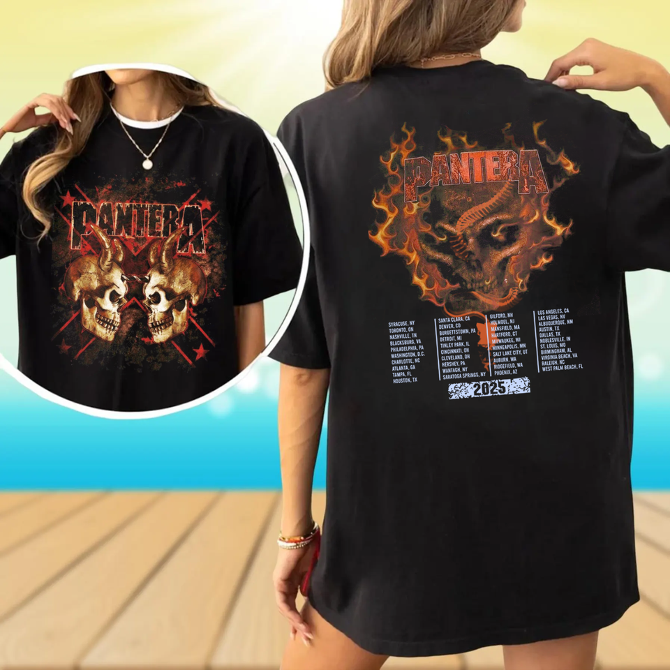 Pantera T-Shirt, Pantera Band Tour Date 2025 Double-Sided T-Shirt, Size ...