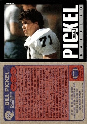 1985 Topps Football Card #296 Bill Pickel Los Angeles Raiders | eBay