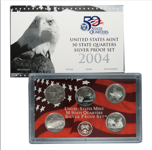 2004 United States Mint 50 State Quarters Silver Proof Set W/ OGP & COA ...