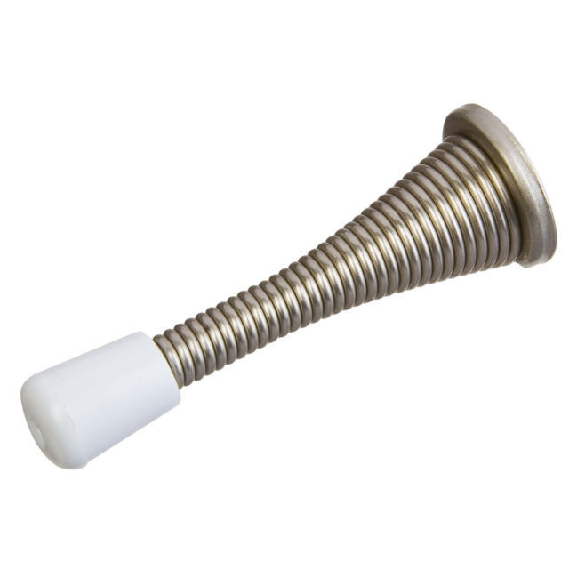 Satin Nickel Flexible Spring Door Stop Hardware Doorstop With Bumper ...