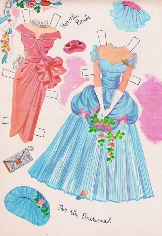 VINTAGE UNCUT 1955 BRIDAL PARTY PAPER DOLLS~#1 TOP REPRODUCTION SELLER ...
