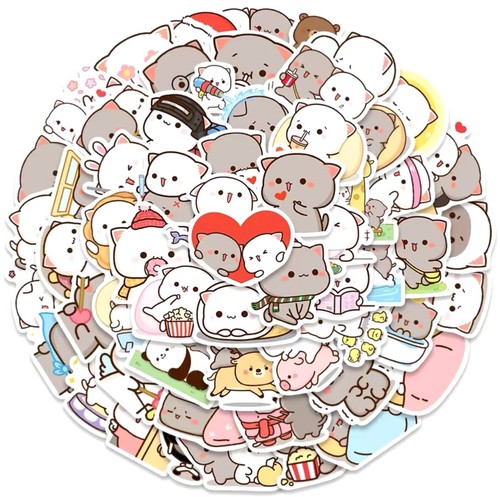 50pc Peach and Goma Mochi Cat Stickers Sticker Decals Decal for Kids ...