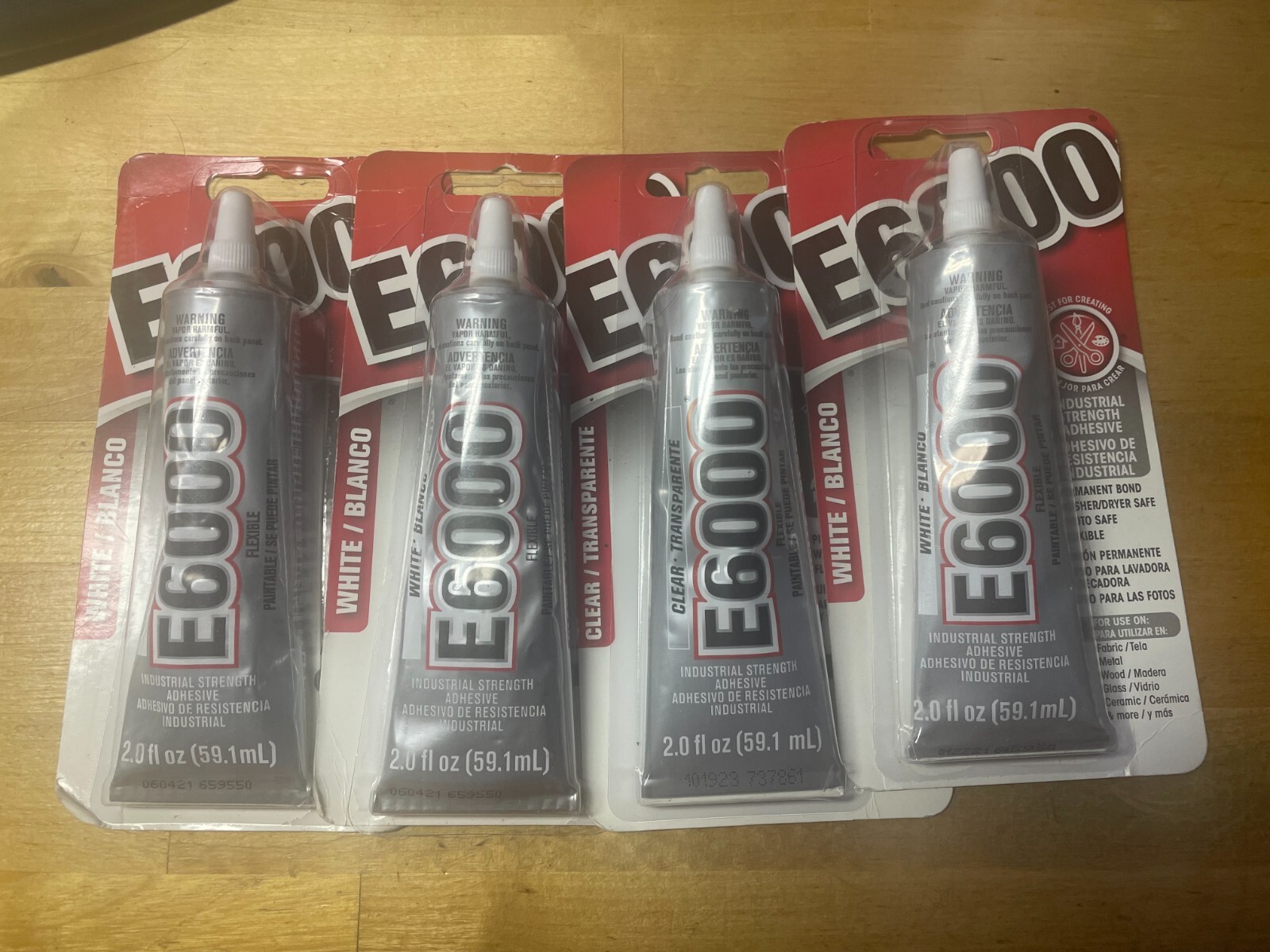 E6000 Multi Purpose Industrial Strength Adhesive Glue 3 White & 1 Clear ...
