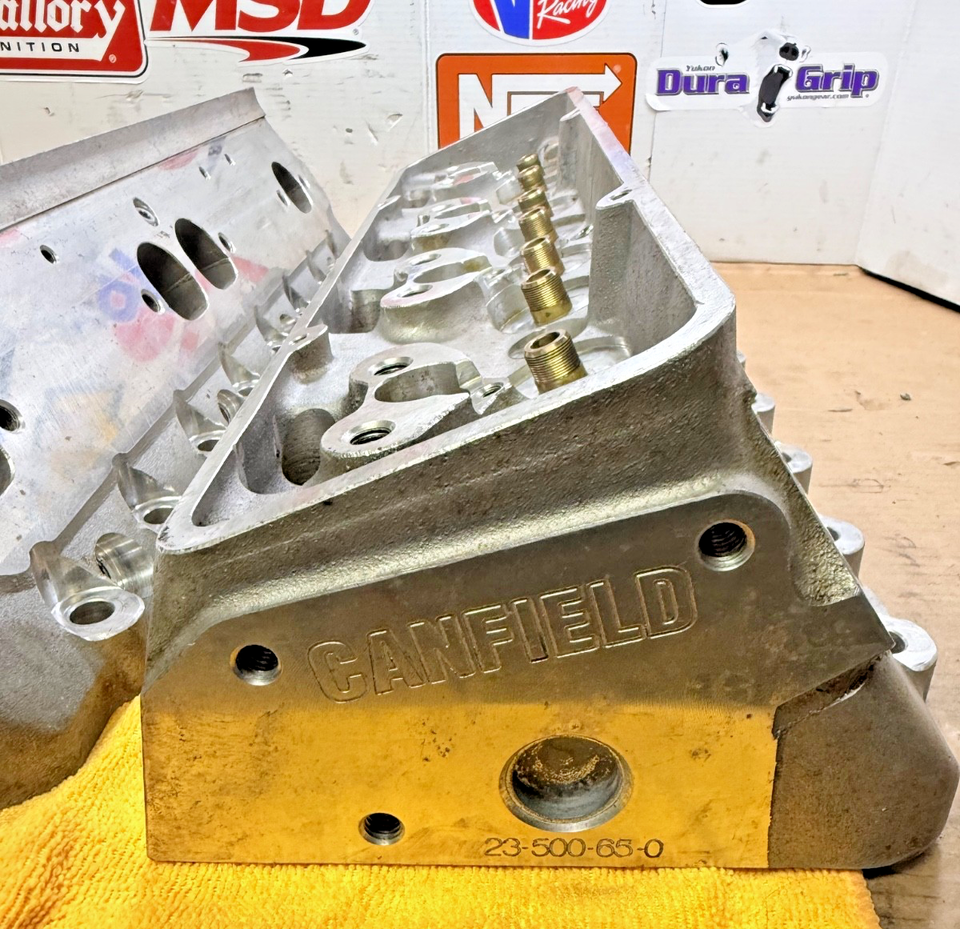 CANFIELD SBC CHEVY V-8 23-500-65 ALUMINUM CYLINDER HEADS 197CC 65CC 2. ...
