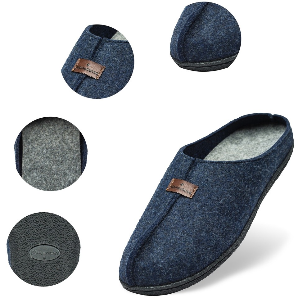 Alpine Swiss Mens Felt Faux Wool Clog Slippers Comfortable Cushion ...