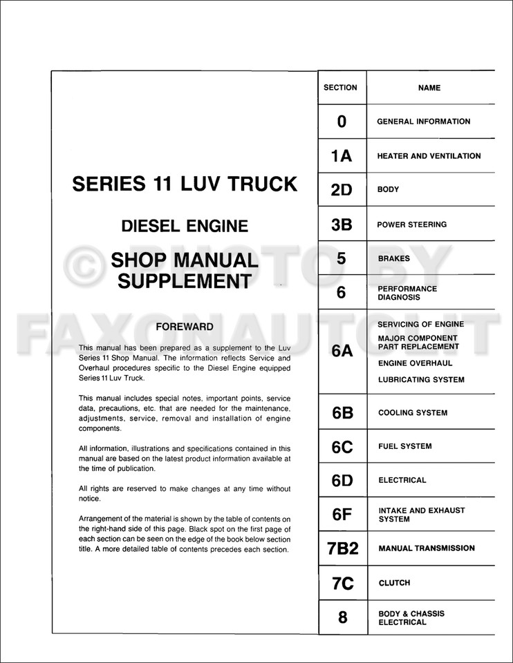 1981 Chevy Luv Diesel Engine Shop Manual Isuzu Pickup Repair Service 2. ...
