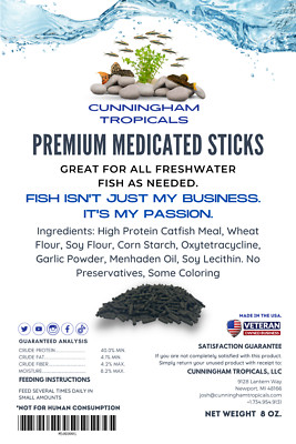 Cunningham Tropicals - 1/2 lb. Premium Medicated Sticks - Slow Sinking ...