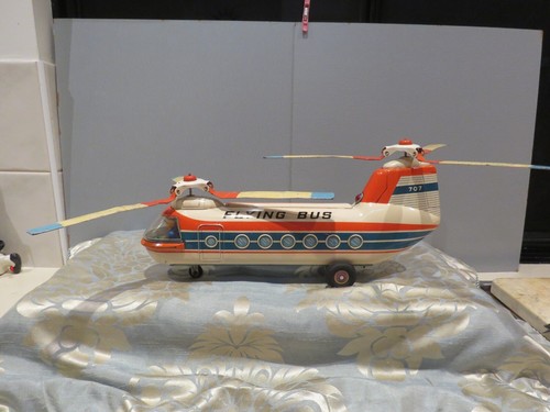 Rare VintageTinplate Flying Bus 707 Helicopter Masudaya Japan. | eBay
