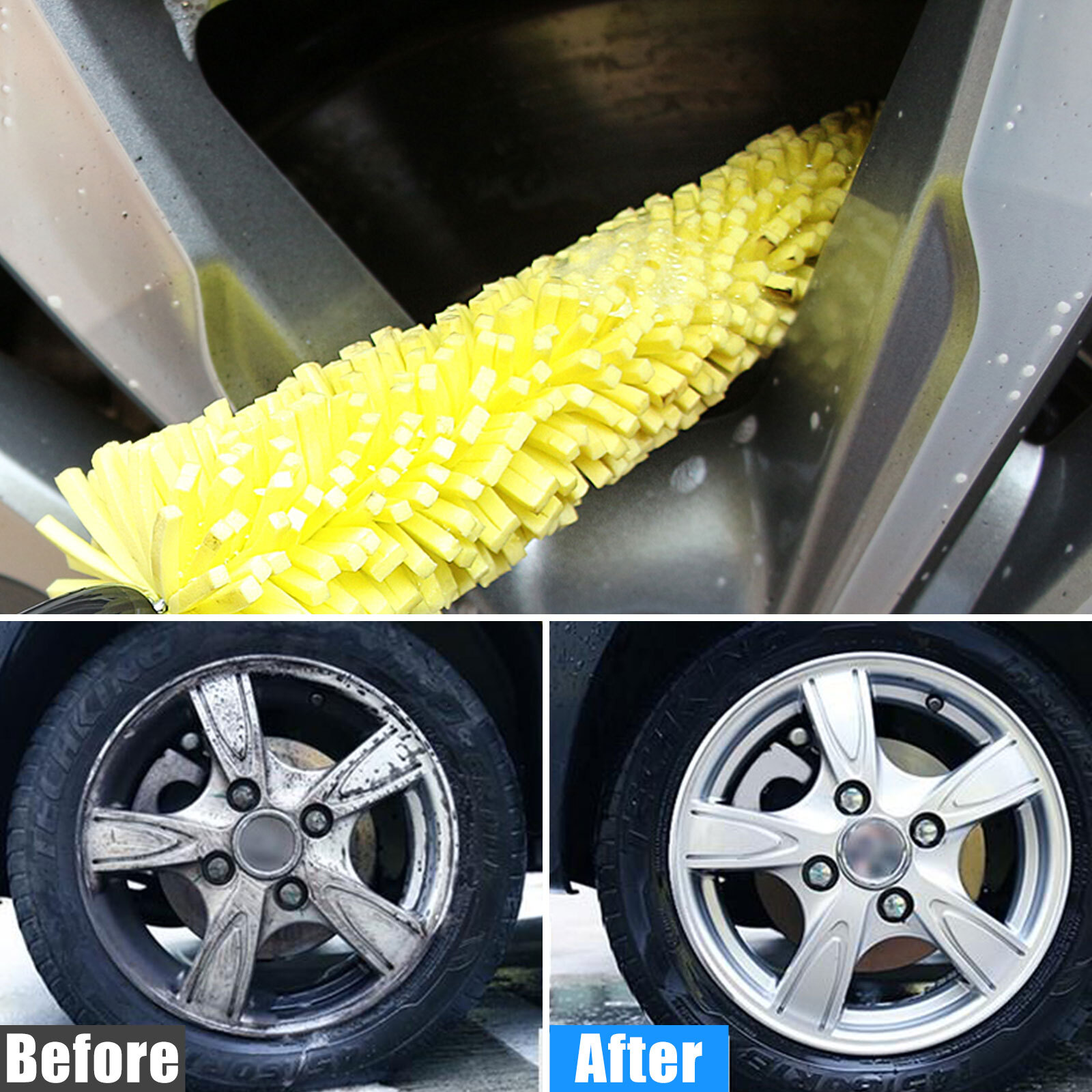 4PCS Car Detailing Cleaning Brush Tire Rim Washing Scrub Wheel Cleaner ...