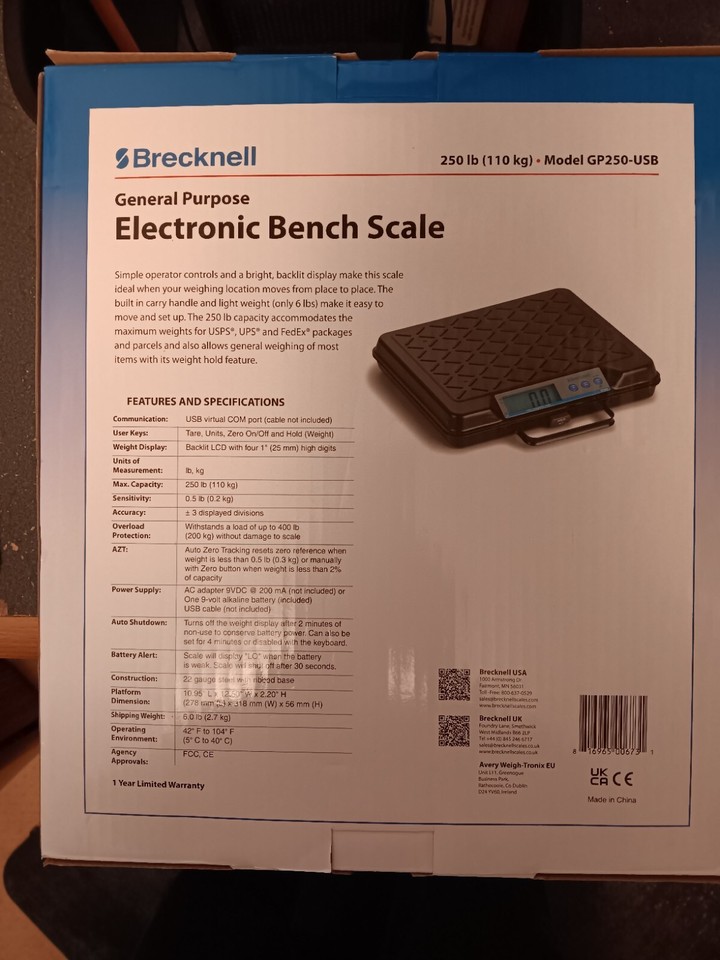 Brecknell Electronic Bench Scale- GP250-USB | eBay