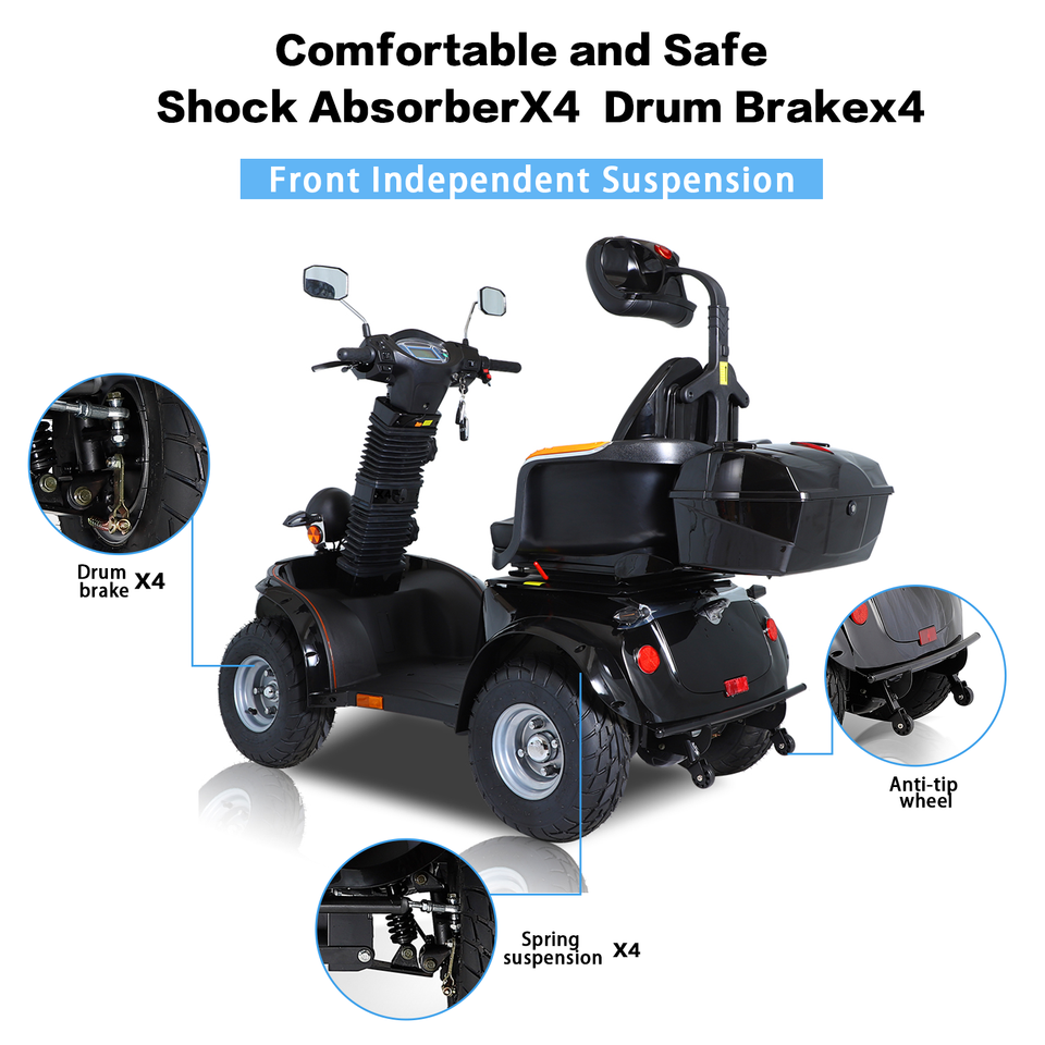 Four Wheel Fat Tire All Terrains 1000W 60V Electric Mobility Scooter ...