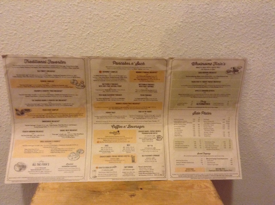 CRACKER BARREL Tri-Fold Breakfast Menu from Summer 2018 | eBay