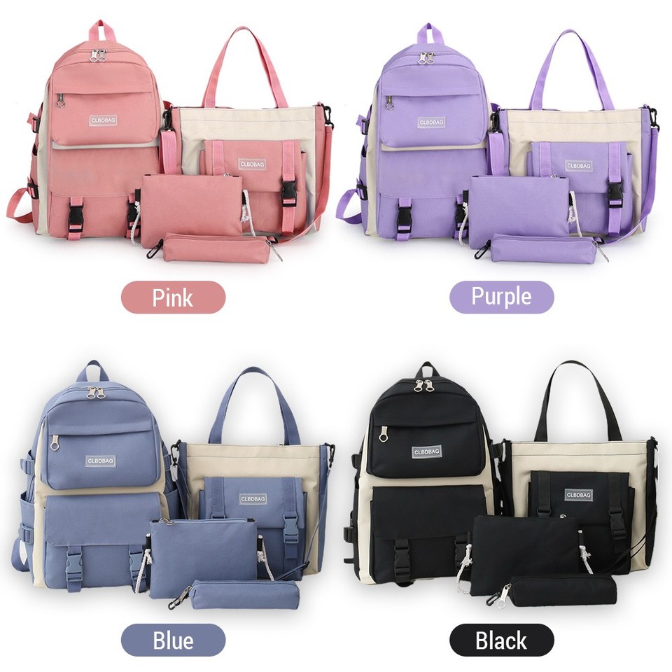 Four-piece Set Backpack Large Capacity Trendy Casual Bag Backpack Set ...