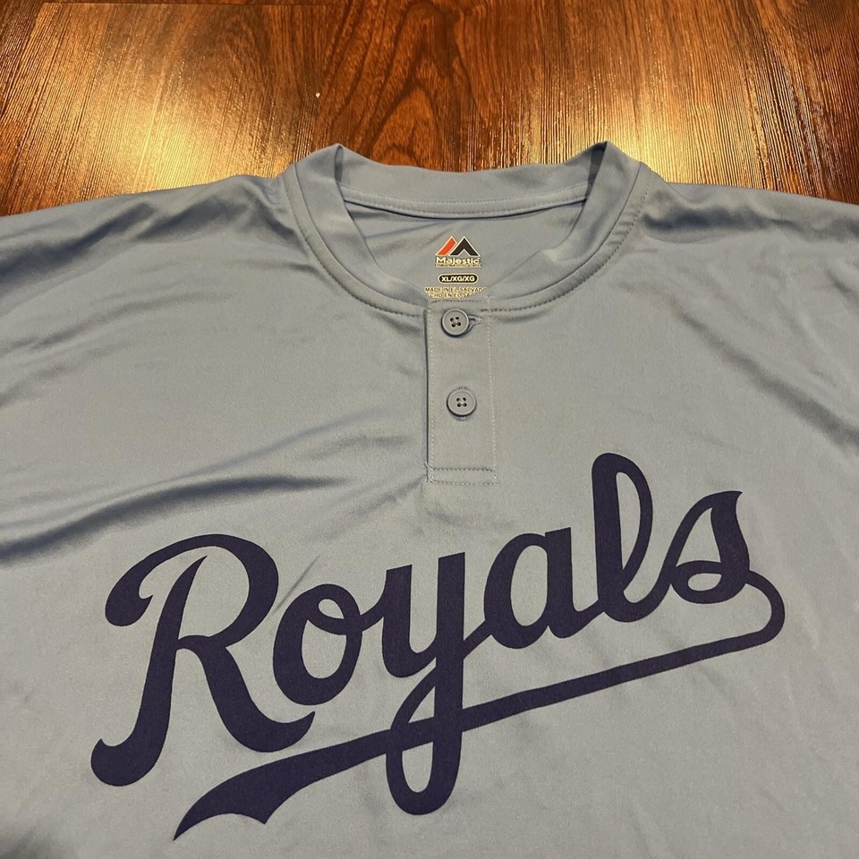 Majestic Men’s Kansas City Royals BP Baby Blue Jersey Shirt XL Baseball ...