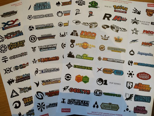 Pokemon TCG Set Divider Or Binder Labels All Sets With Set Logo & set ...